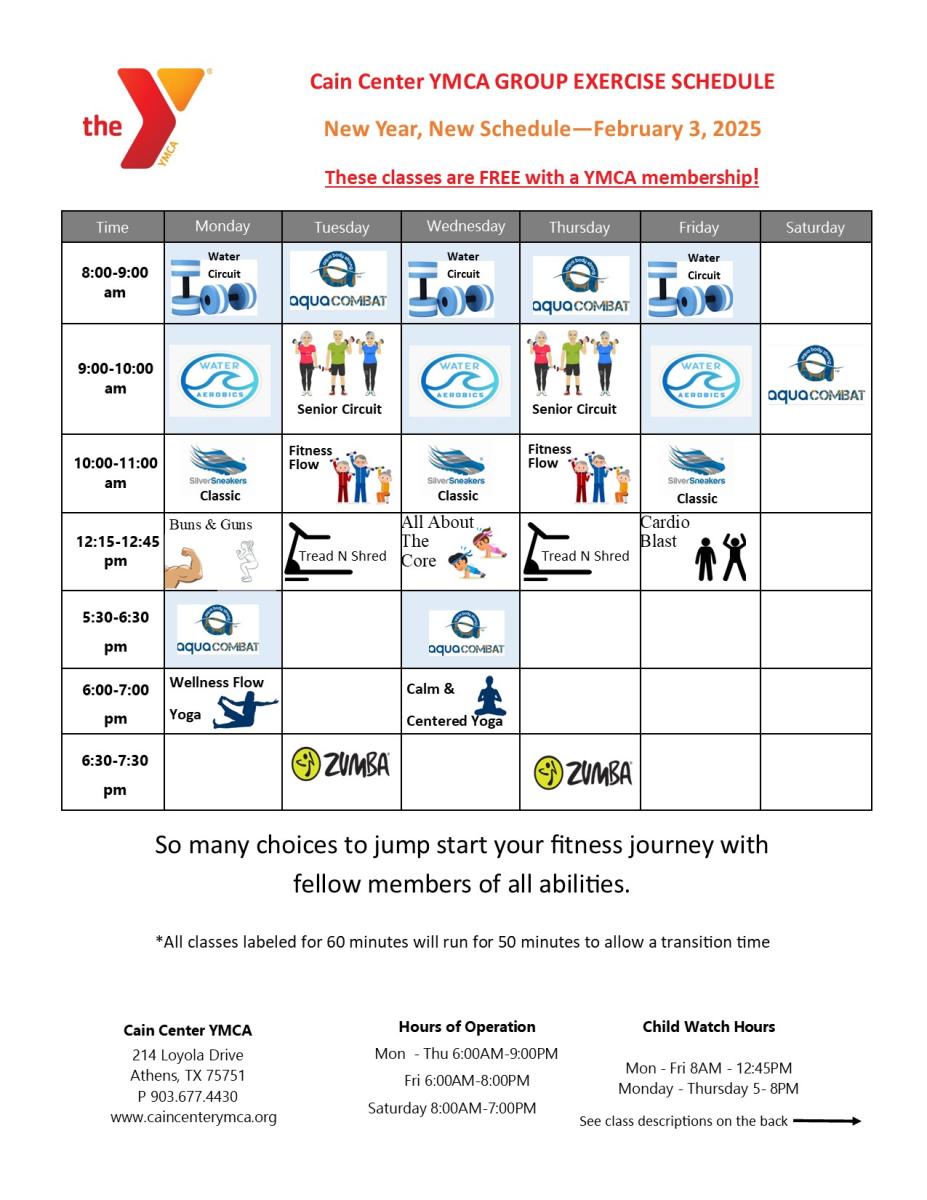 Group Exercise Schedules | YMCA of Corsicana