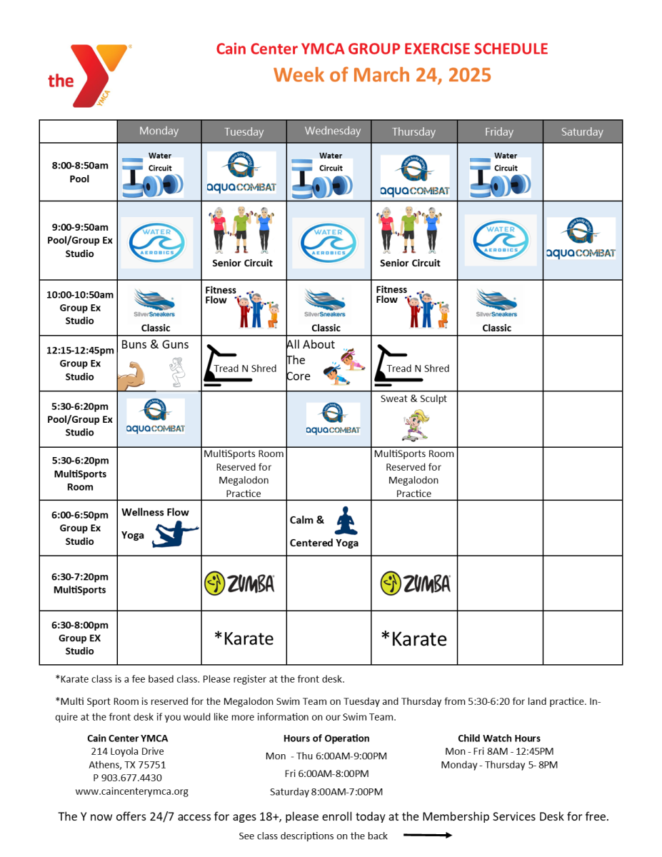 Group Exercise Schedules | YMCA of Corsicana